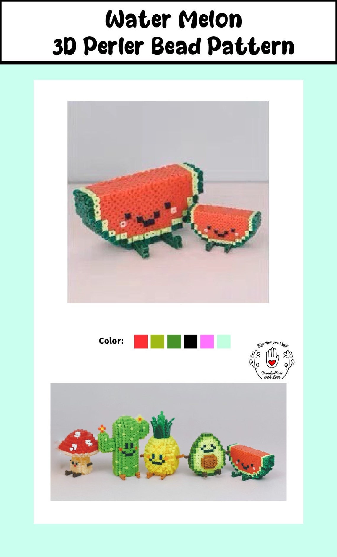 Litte Cute Food 3D Perler Bead Pattern Total 5 Patterns - Etsy Australia