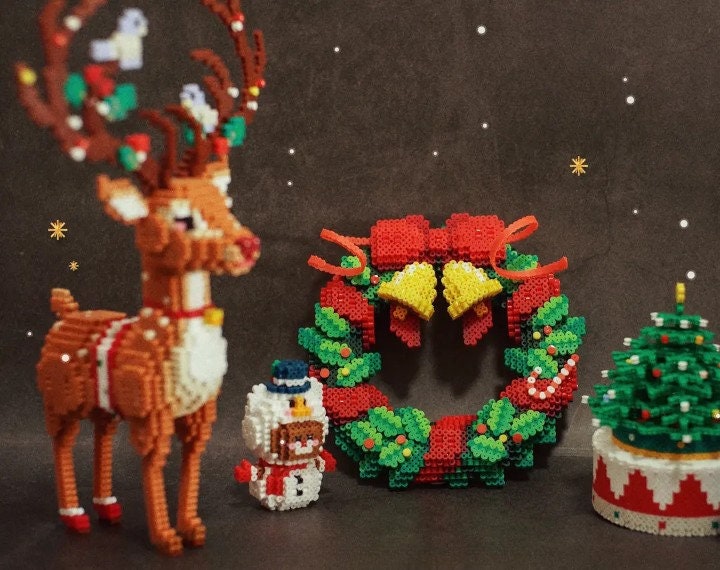 Christmas Wreath 3D Perler Bead Patterns Digital Instant Download ...