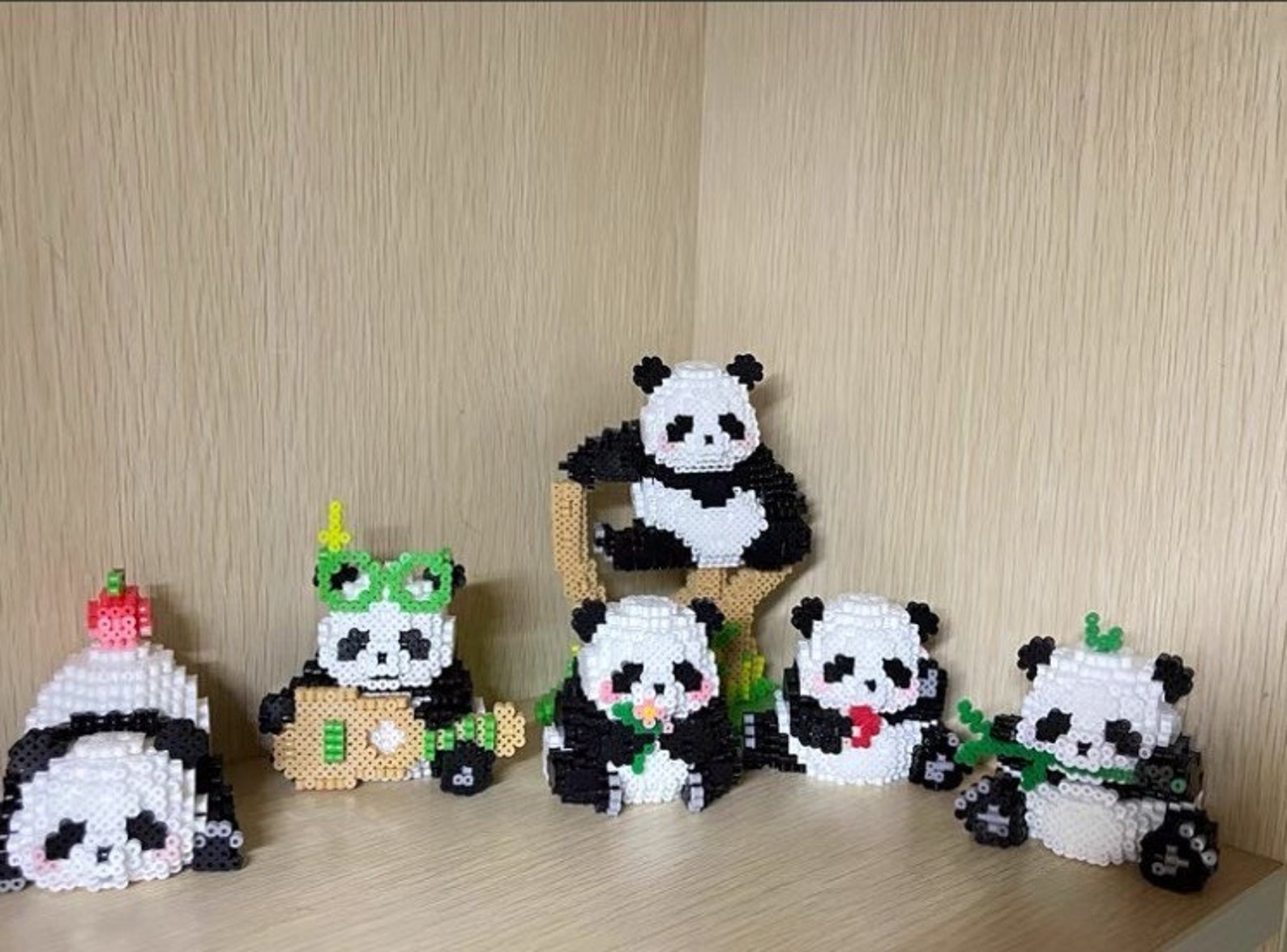 Cute Panda 3D Perler Bead Pattern English Guidances Digital - Etsy