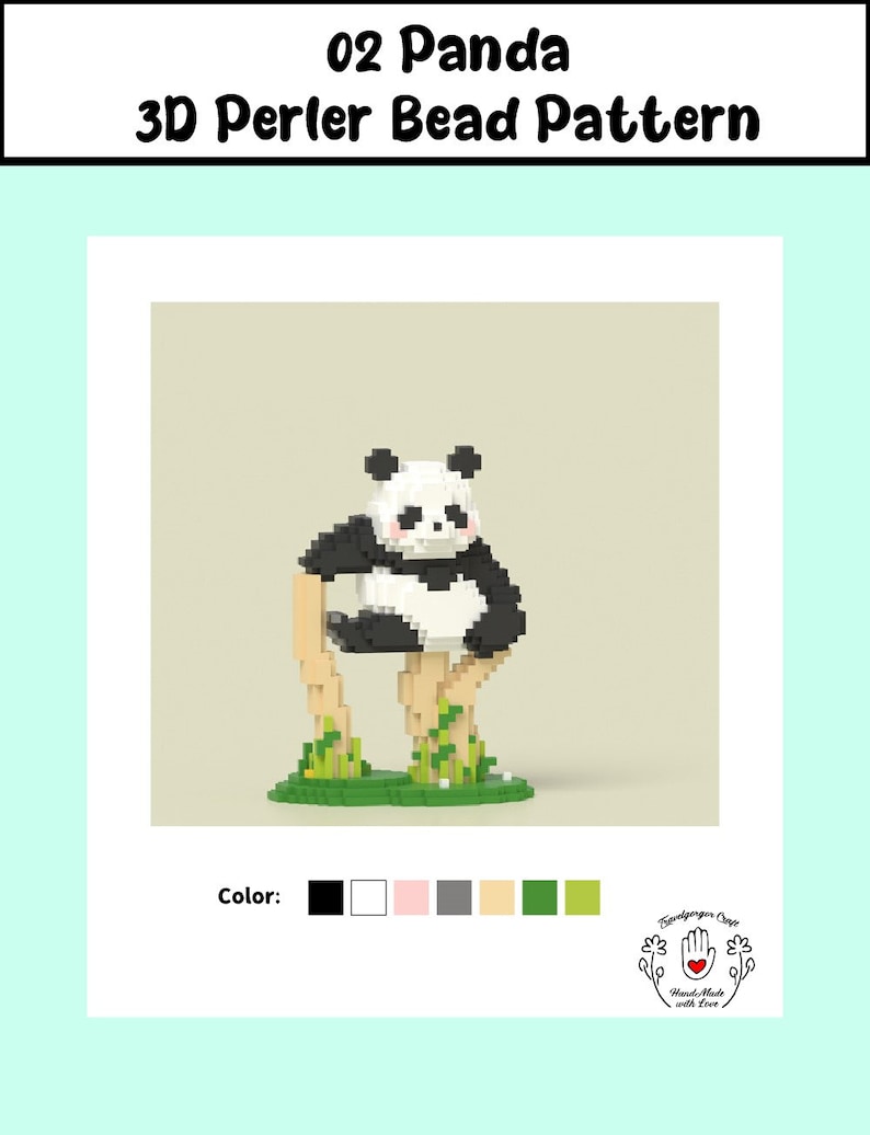 Cute Panda 3D Perler Bead Pattern English Guidances Tutorial - Etsy