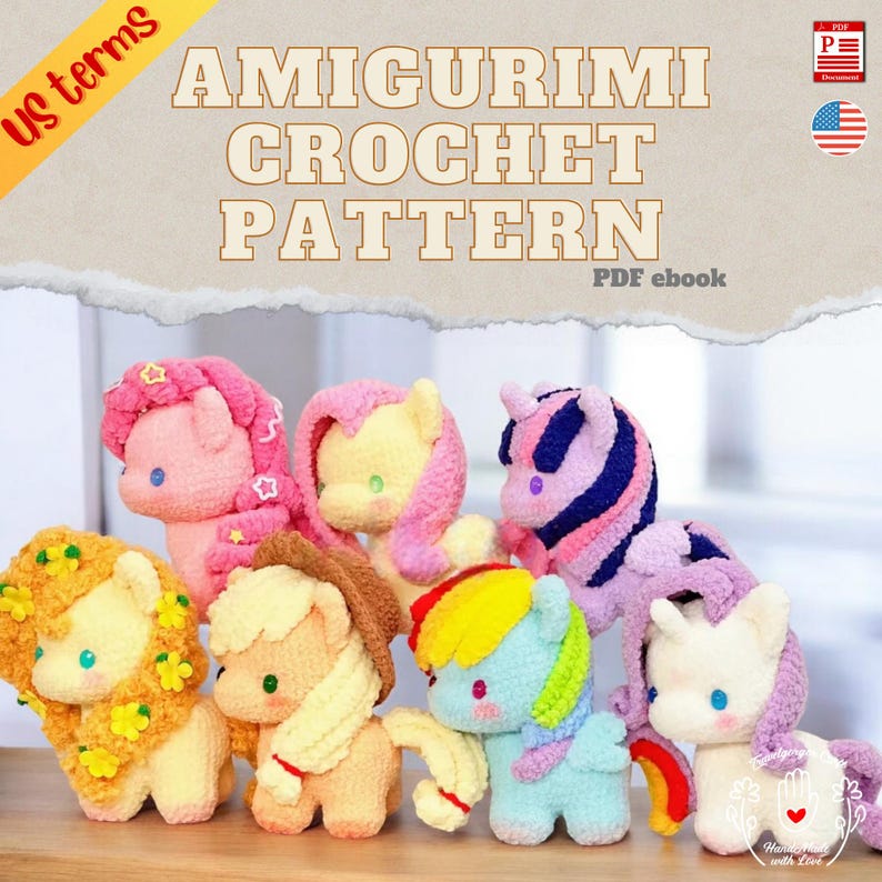 Little Pony Amigurumi Crochet Pattern Set of 7 | PDF| English| Instant ...