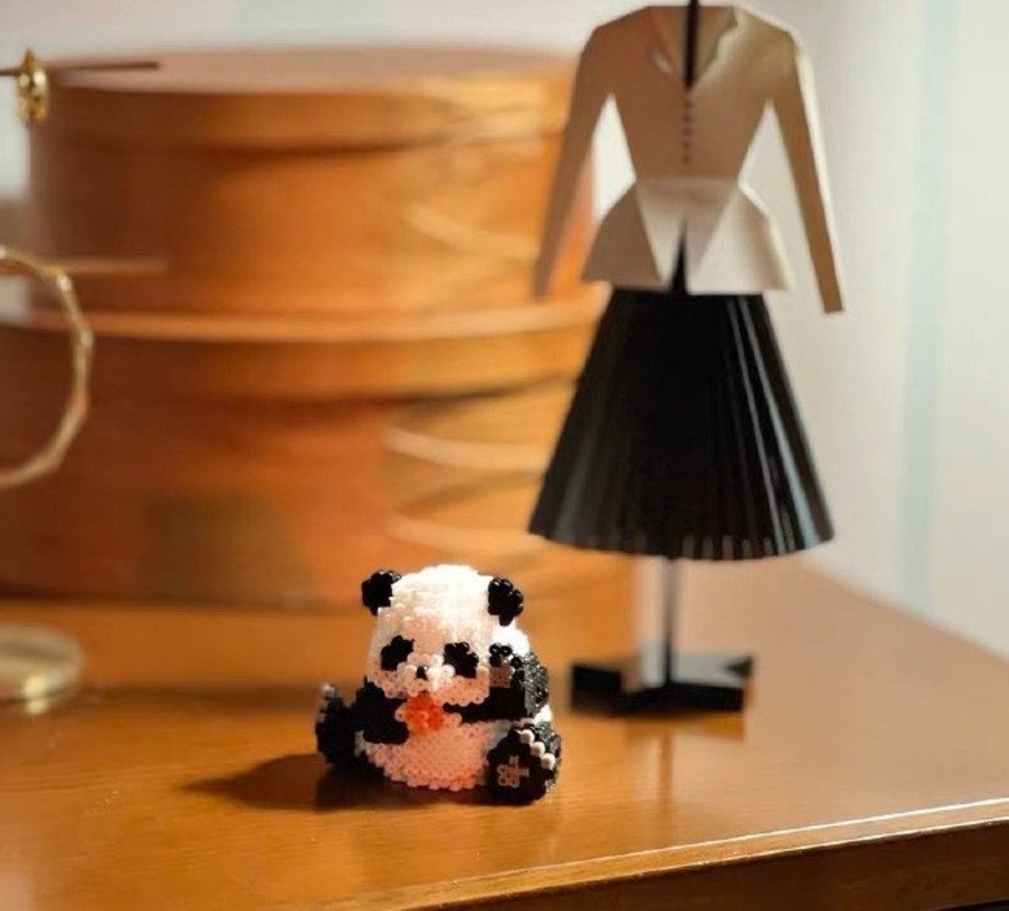 Set of 3 Panda 3D Perler Bead Pattern Digital Instant Download English ...