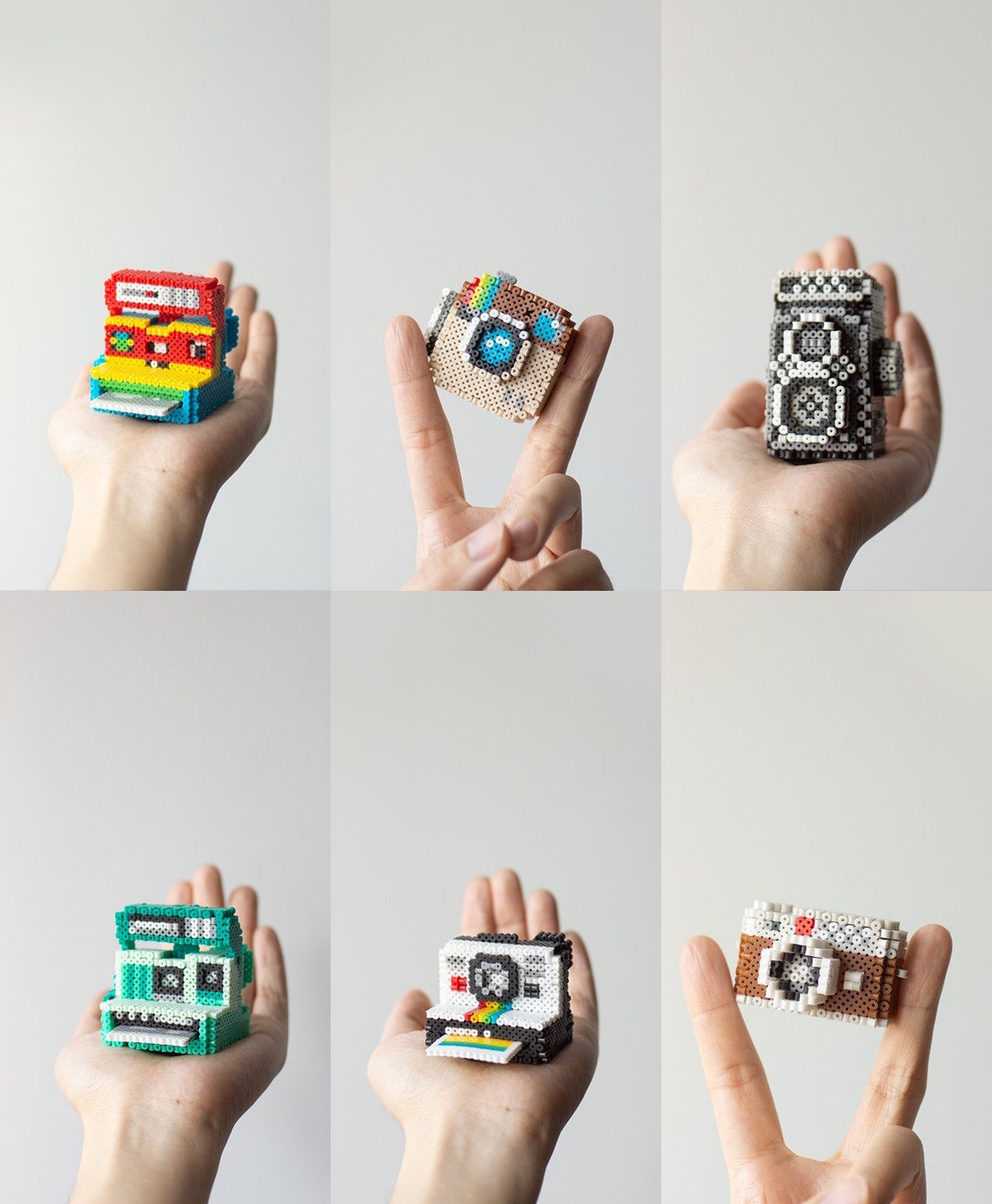 6 Vintage Cameras 3D Perler Bead Pattern Digital Instant Download EASY ...