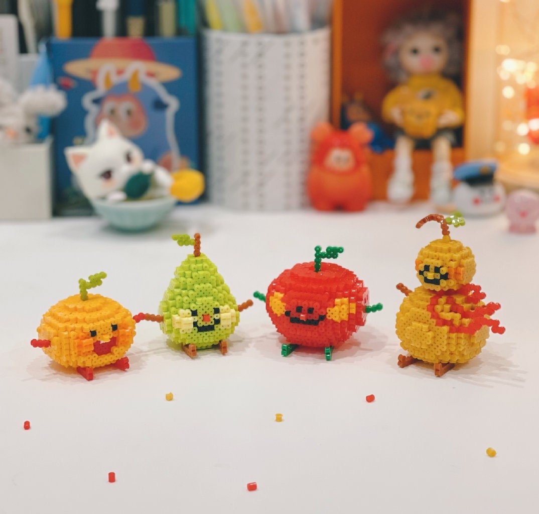 Litte Cute Food 3D Perler Bead Pattern Total 4 Patterns Digital Instant ...