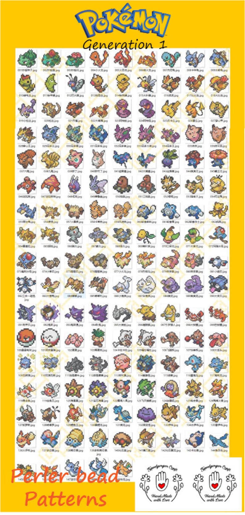 Pokemon 2D Perler Bead Patterns (digital Items) - Etsy