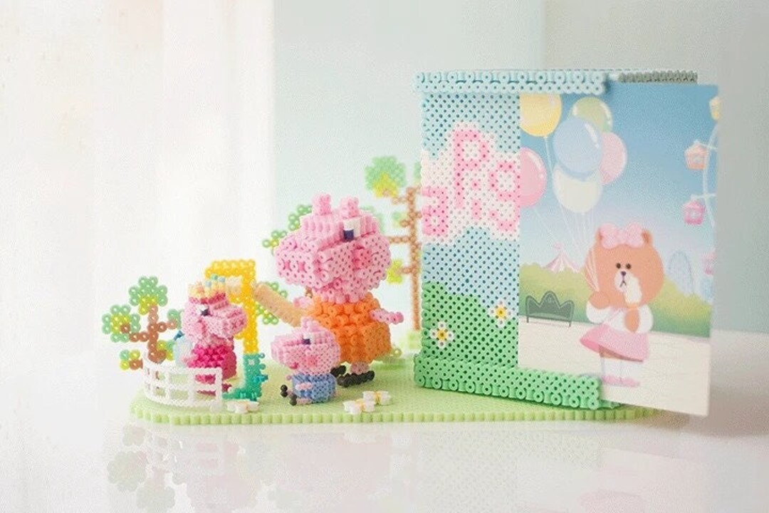 Peppa Pig George Pig, Playground, Brush Pot Full Set 3D Perler Bead ...
