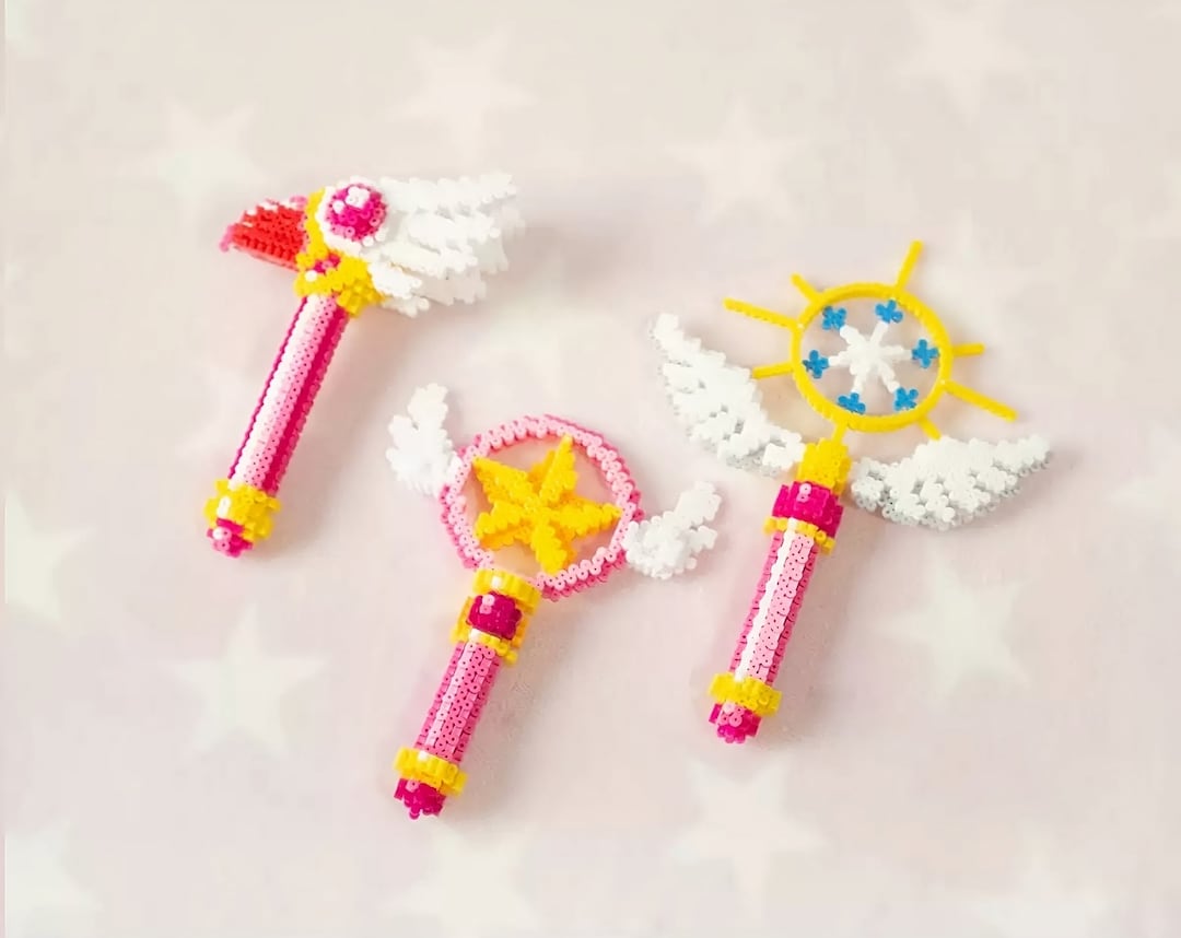 Set of 3 Magical Guardian Girl Wand 3D Perler Bead Pattern Digital ...