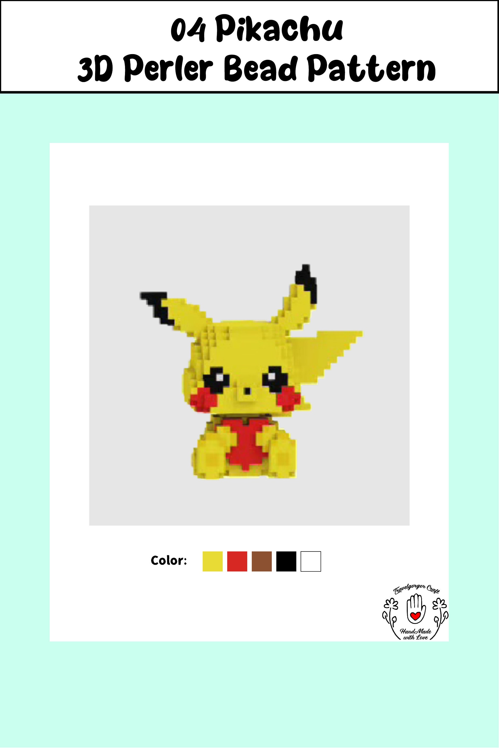 Pikachu 3D Perler Bead Pattern Digital Download - Etsy