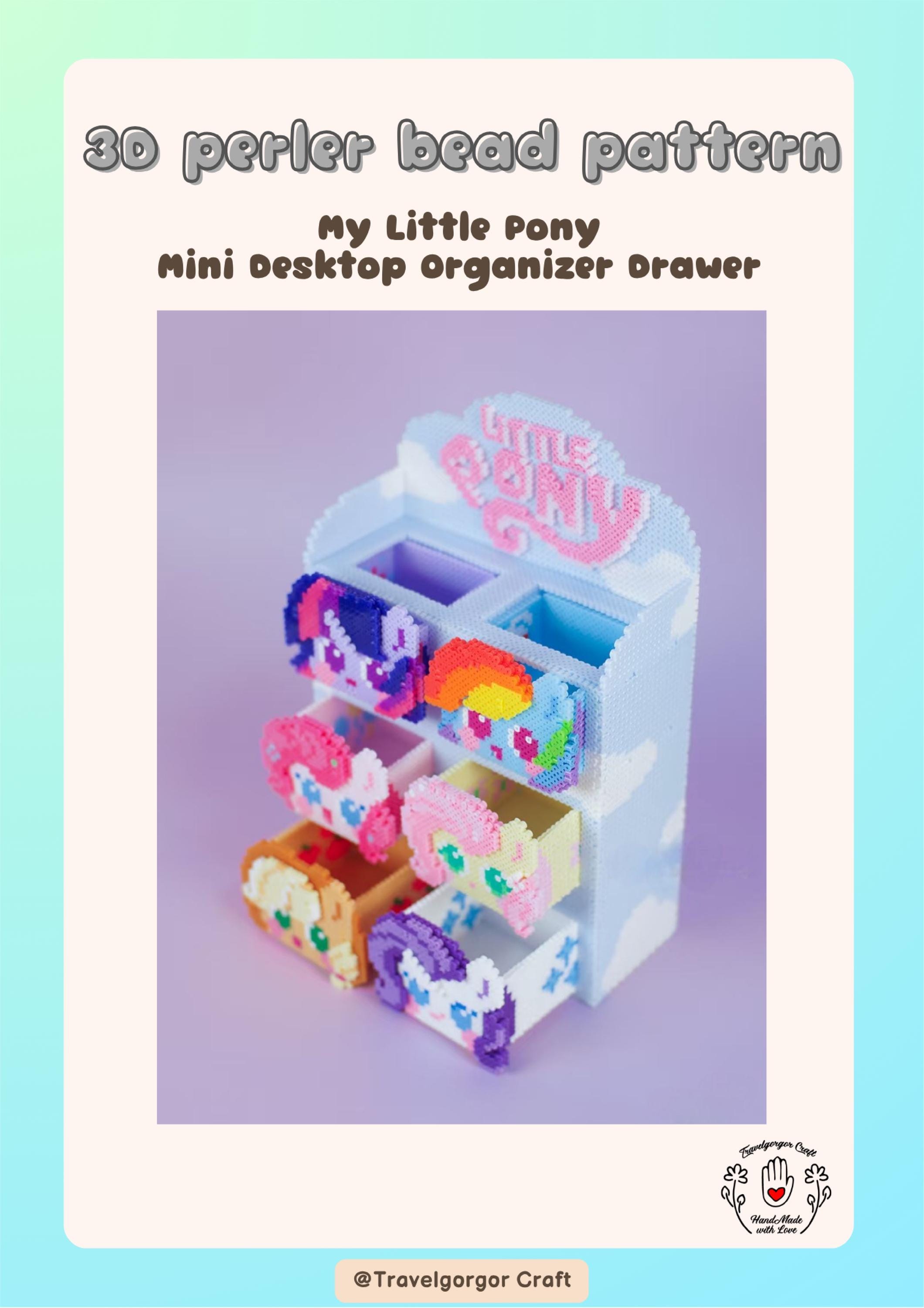 My Little Pony Themed Mini Desktop Organizer Drawer 3D Perler Bead ...