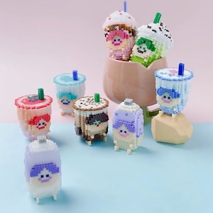 3D Perler Bead Bubble Tea Patterns: Summer Drinks Series (digital ...