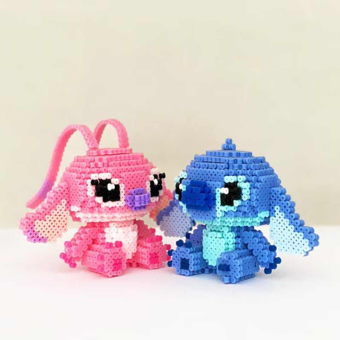 Set of 2 Stitch and Angel 3D Perler Bead Pattern Digital Instant ...