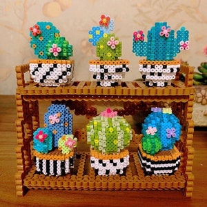 Mini Cactus Plants 3D Perler Bead Pattern Set of 6 Digital Download English Guidances (not ...