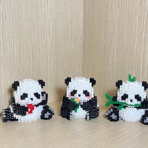 Set of 3 Panda 3D Perler Bead Pattern Digital Instant Download English ...