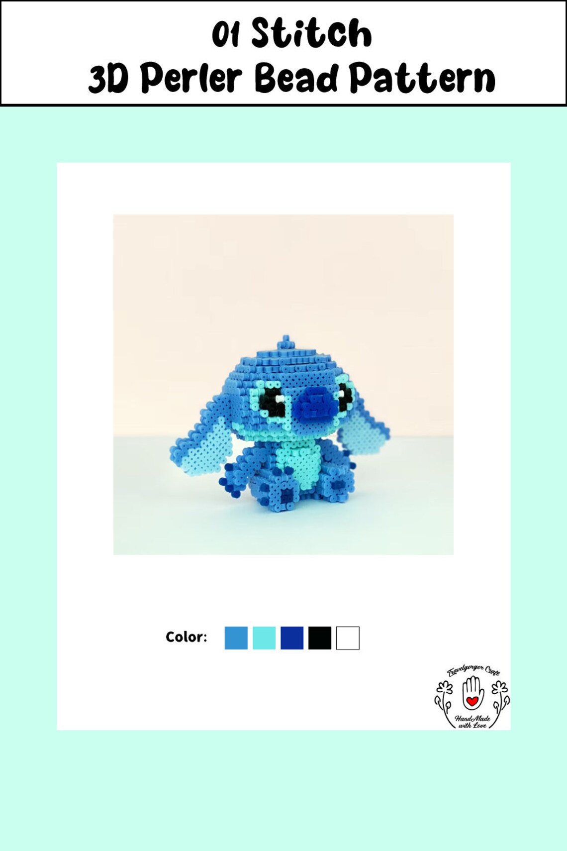 Set of 2 Stitch and Angel 3D Perler Bead Pattern Digital Instant ...