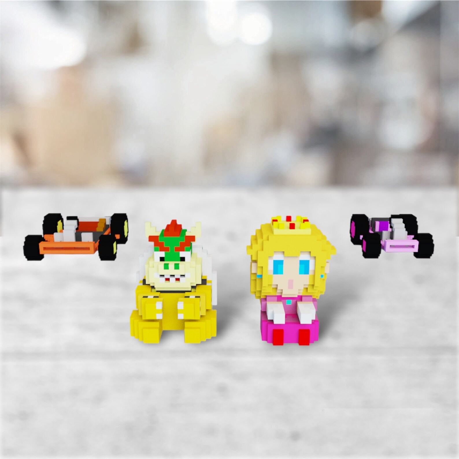 Super Mario Kart Bowser Peach 3D Perler Bead Pattern Digital Instant ...