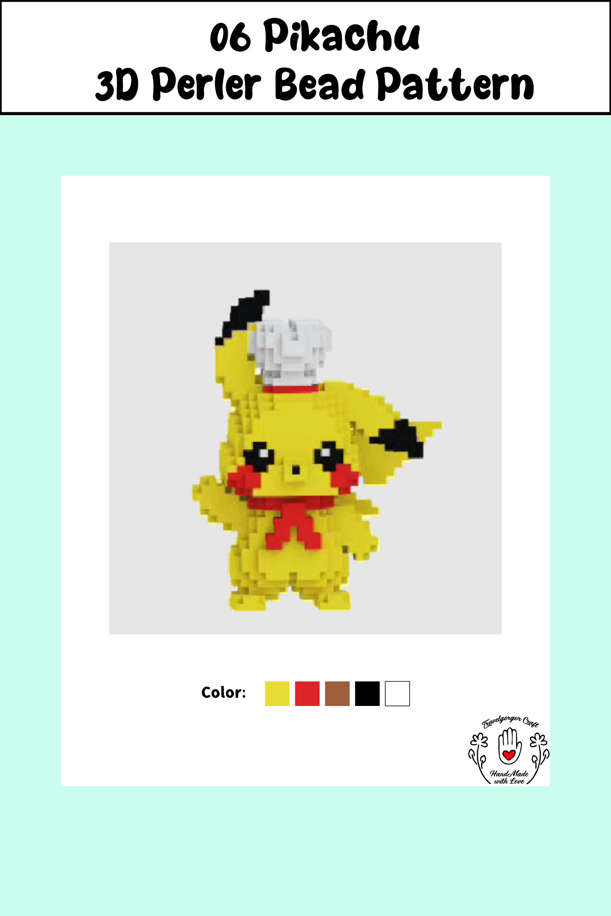 Pikachu 3D Perler Bead Pattern Digital Download - Etsy