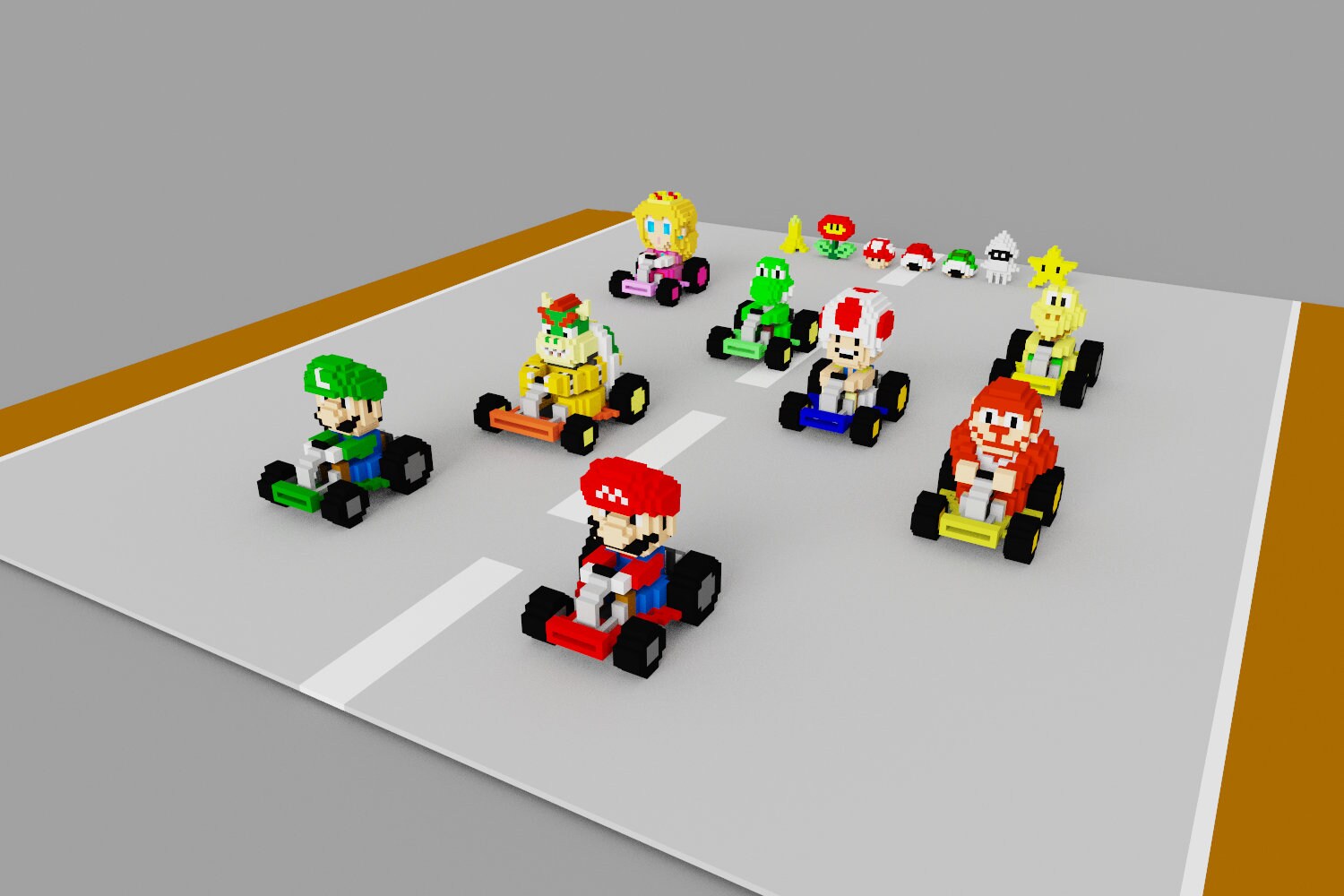 Super Mario Kart Yoshi Koppa 3D Perler Bead Pattern Digital Instant ...