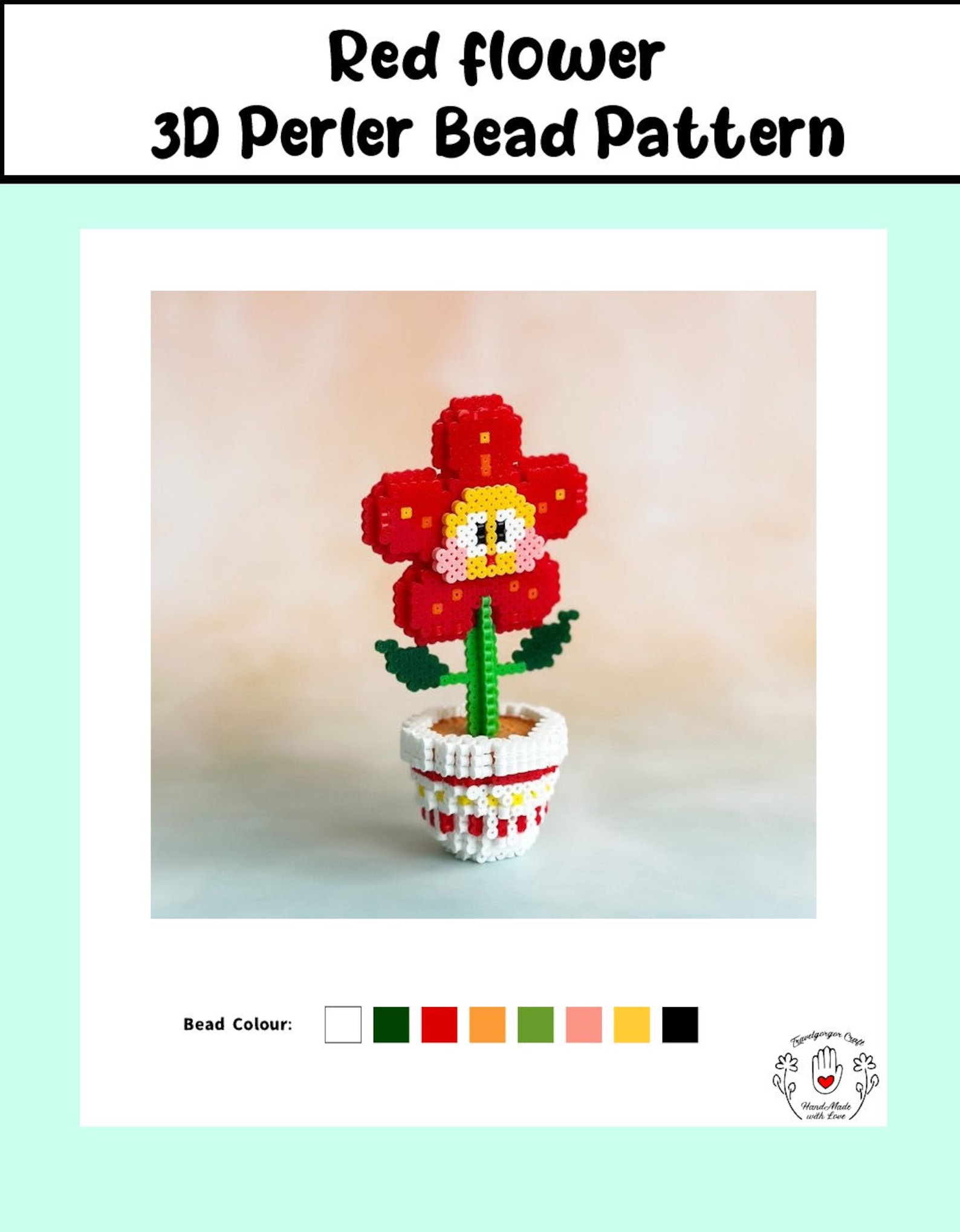 Three Flower Plants 3D Perler Bead Patterns Tutotial Instant - Etsy