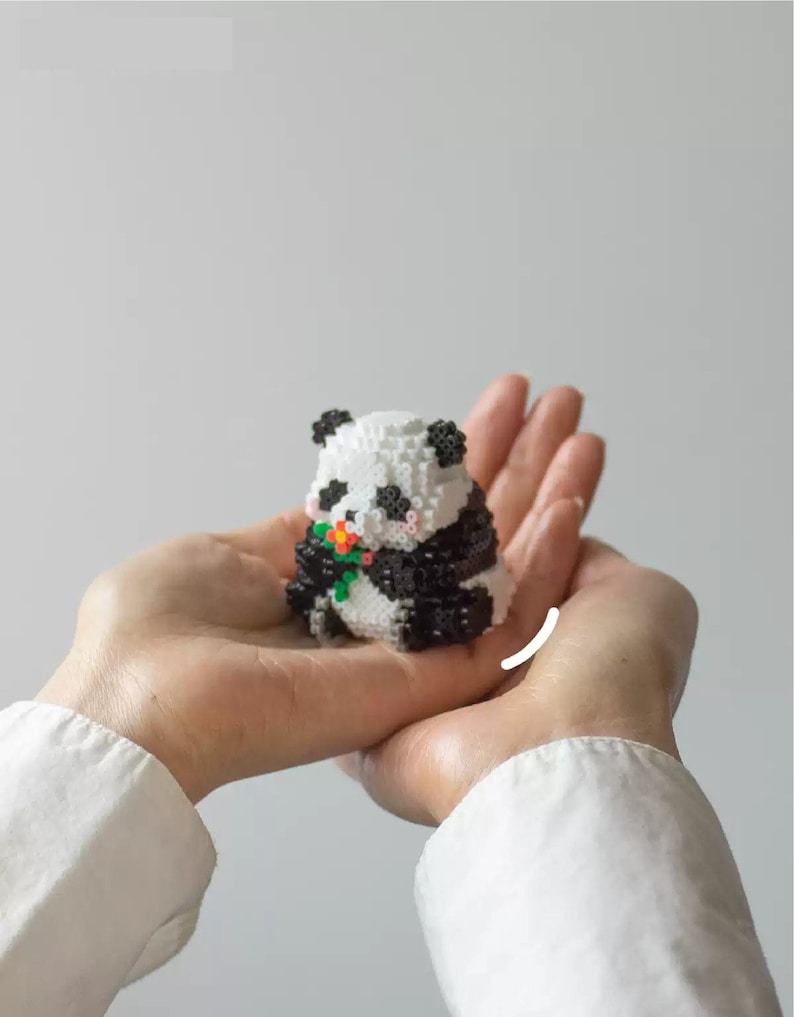 Set of 3 Panda 3D Perler Bead Pattern Digital Instant Download English ...