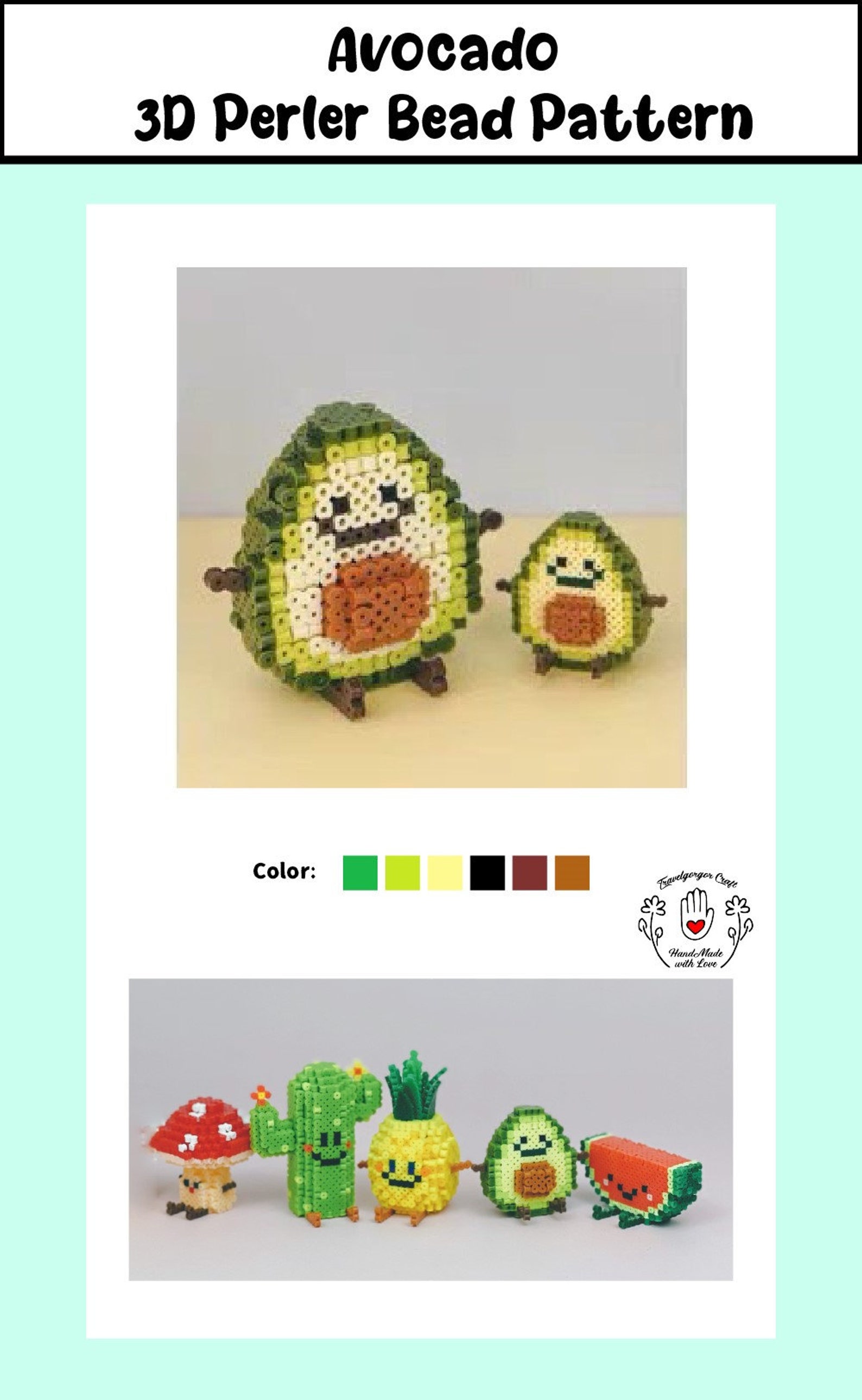 Litte Cute Food 3D Perler Bead Pattern Total 5 Patterns - Etsy
