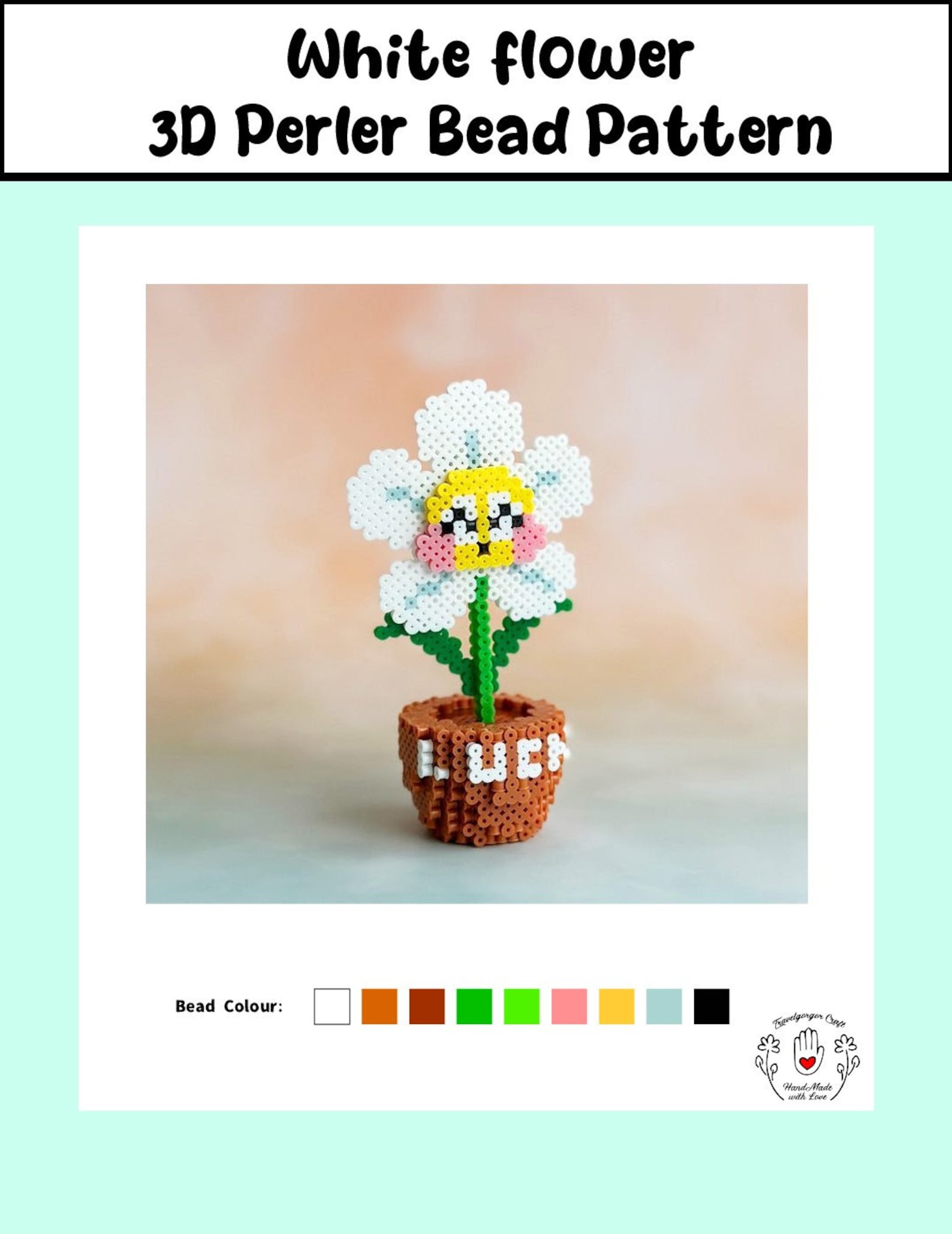 Three Flower Plants 3D Perler Bead Patterns Tutotial Instant - Etsy