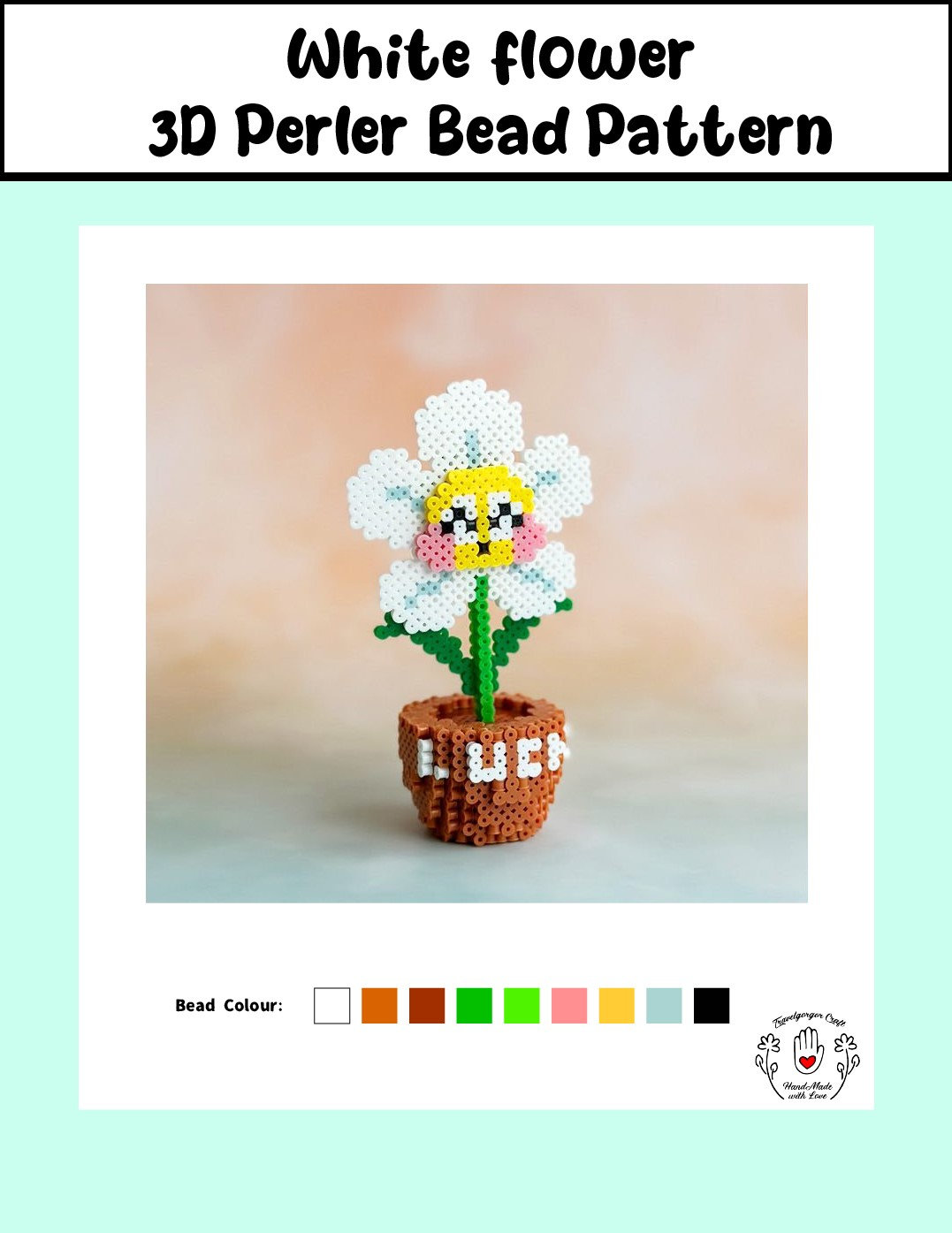 Three Flower Plants 3D Perler Bead Patternsdigital Instant - Etsy