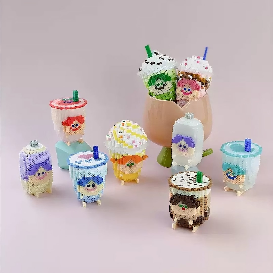 Summer Drinks Series Bubble Tea ALL 3D Perler Bead Patterns Digital ...
