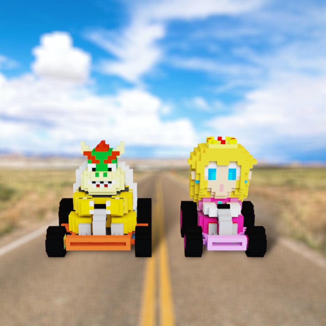 Super Mario Kart Bowser Peach 3D Perler Bead Pattern Digital Instant ...