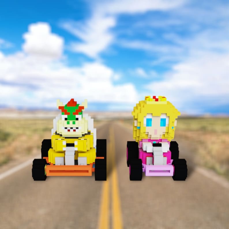 Super Mario Kart Bowser Peach 3D Perler Bead Pattern Digital Instant ...