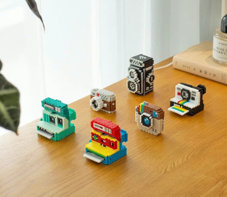 6 Vintage Cameras 3D Perler Bead Pattern Digital Instant - Etsy