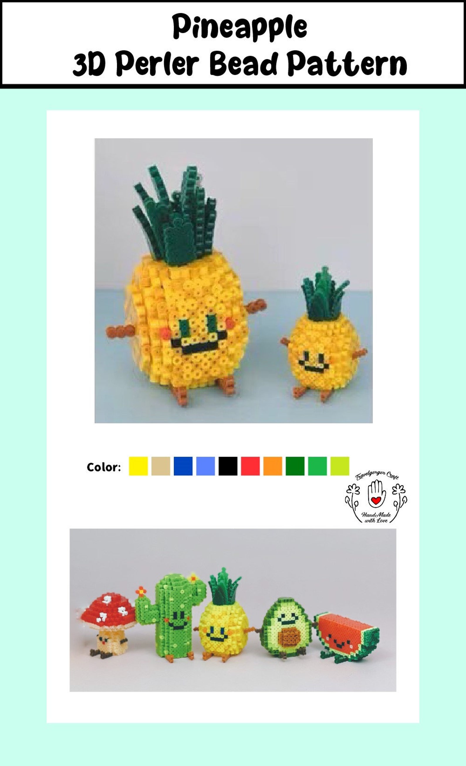 Litte Cute Food 3D Perler Bead Pattern Total 5 Patterns - Etsy