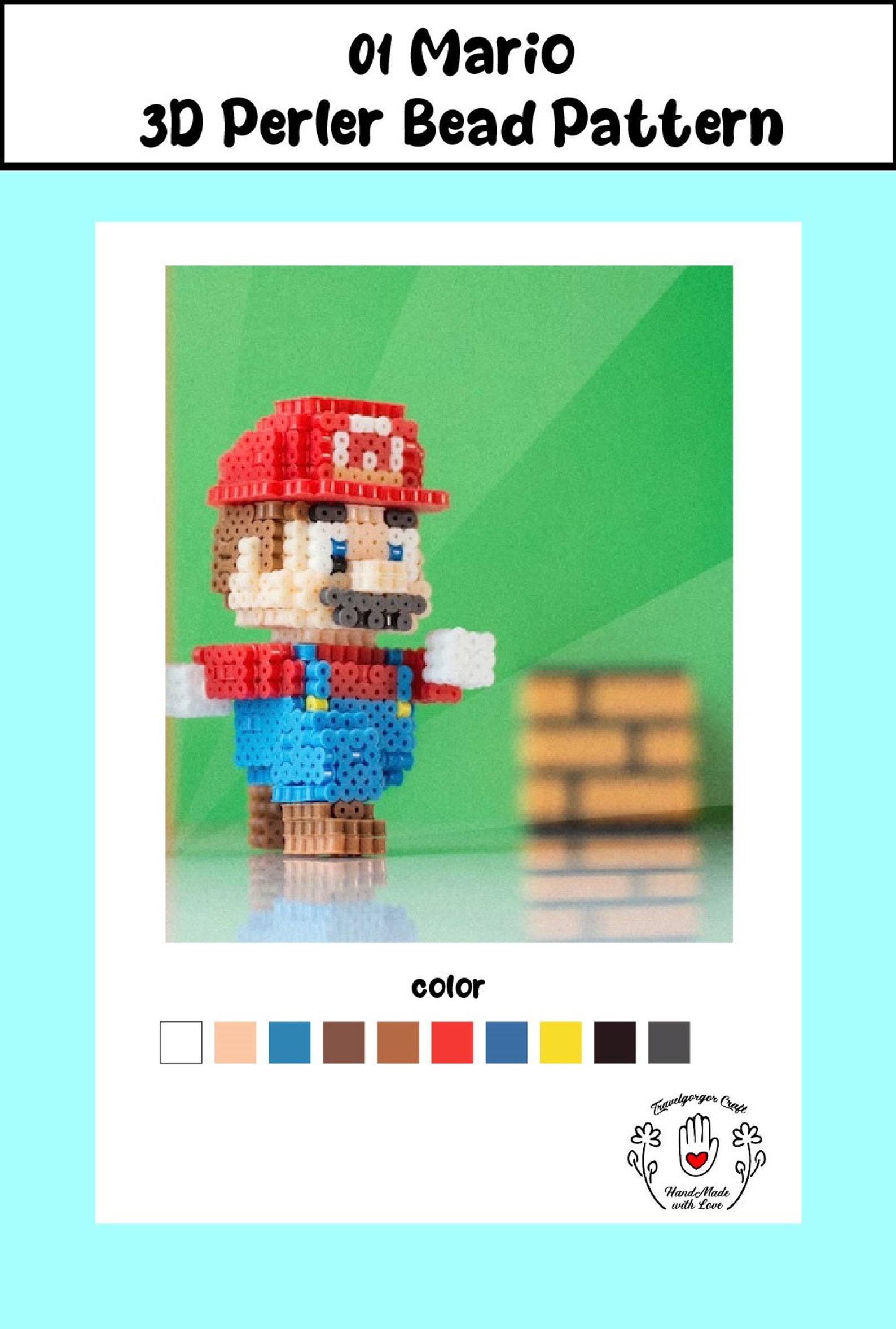 Super Mario Bros 3D Perler Bead Pattern English Guidances Digital - Etsy