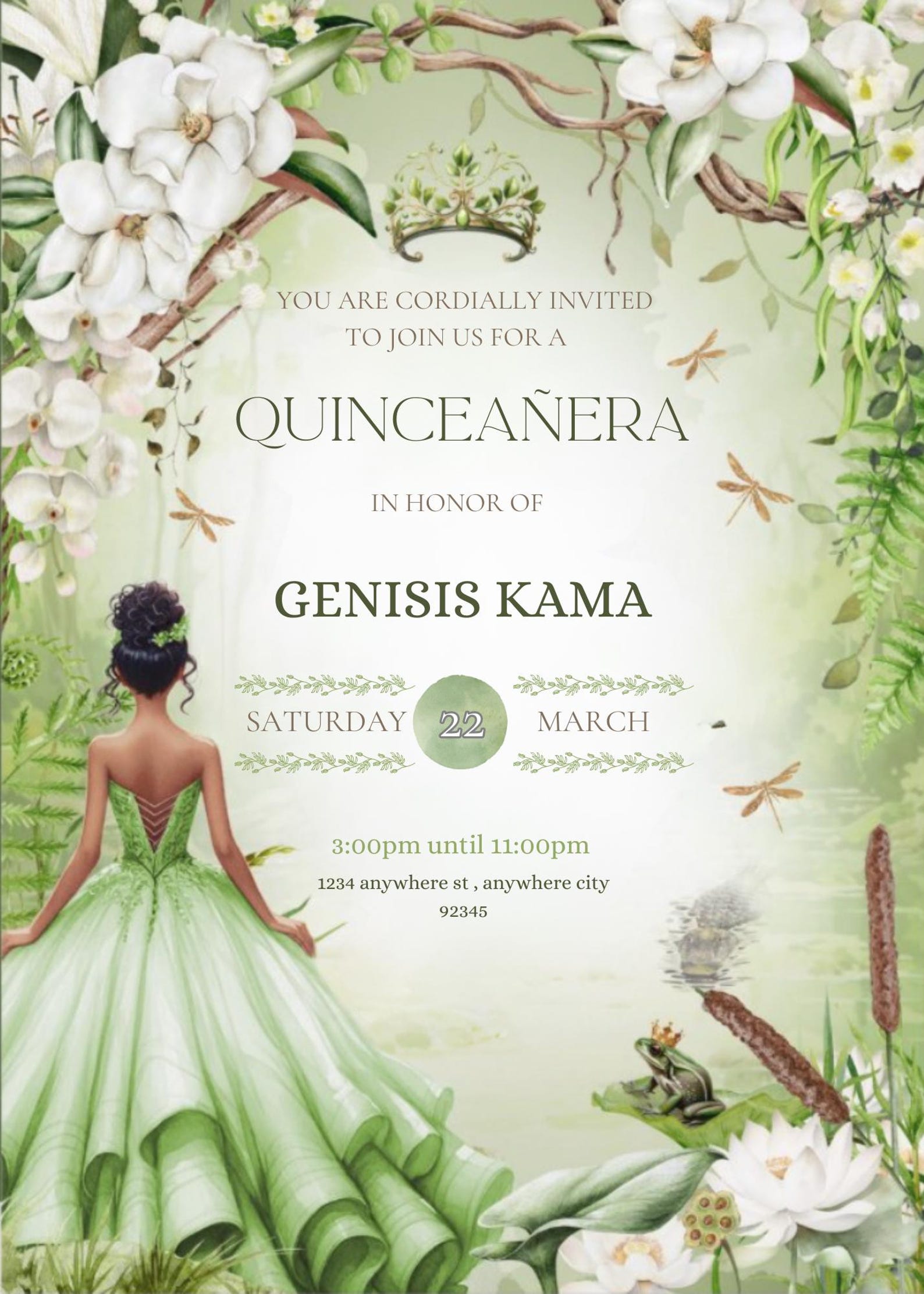 Plantilla de invitación de quinceañera personalizada con tema de La ...