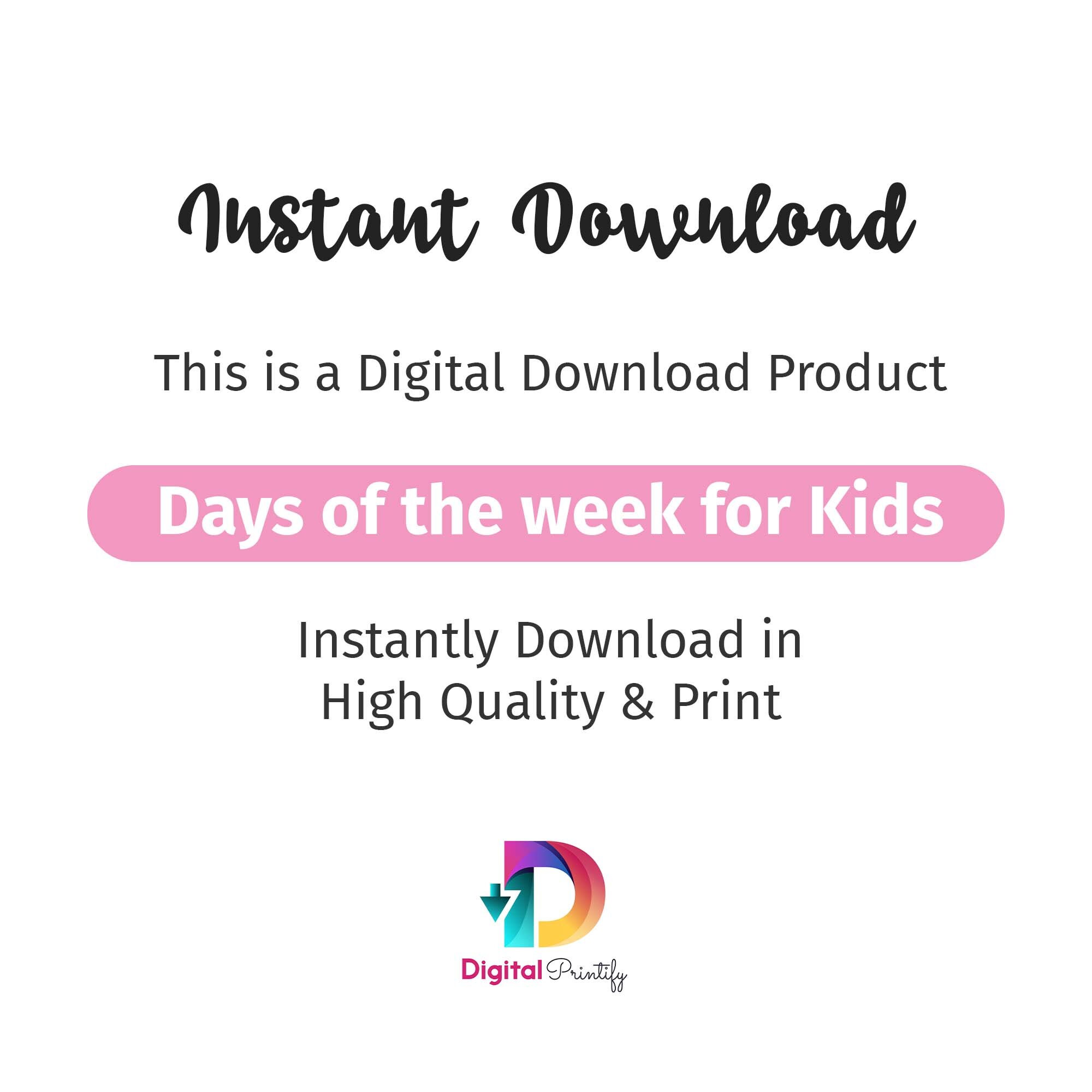 Days of the Week Weekdays in English Printable Weekdays Week Days List ...