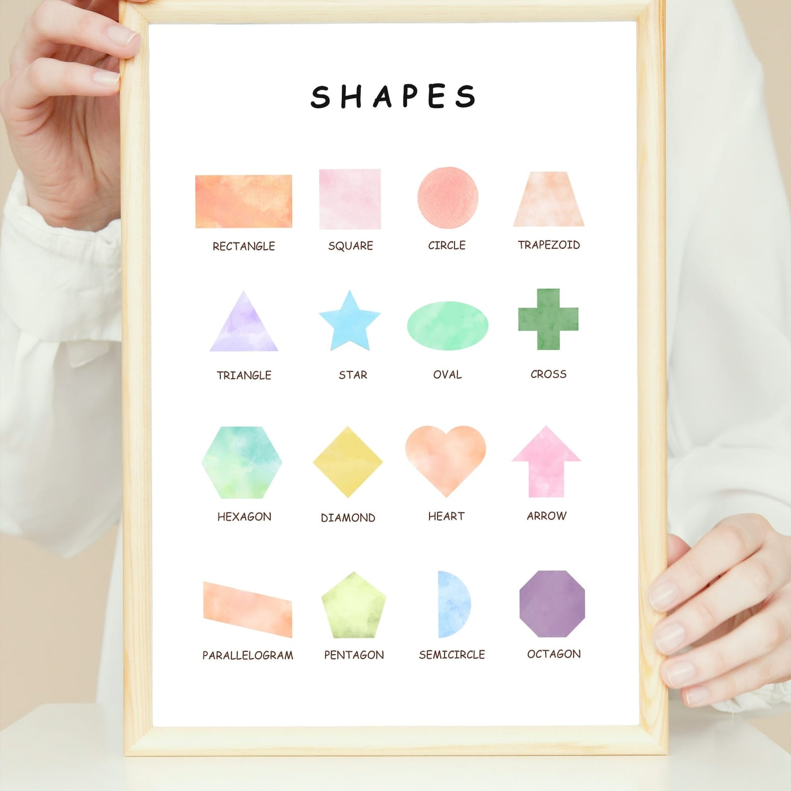 Printable Shapes Poster for Kids | Basic Geometric Shapes for Preschool ...