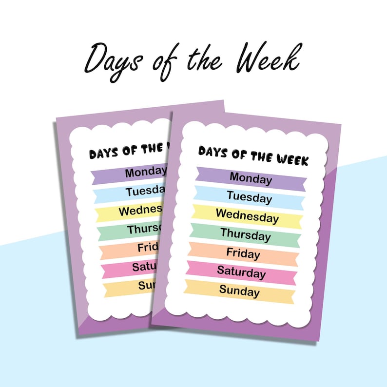 Days of the Week | Weekdays in English | Printable Weekdays | Week Days ...