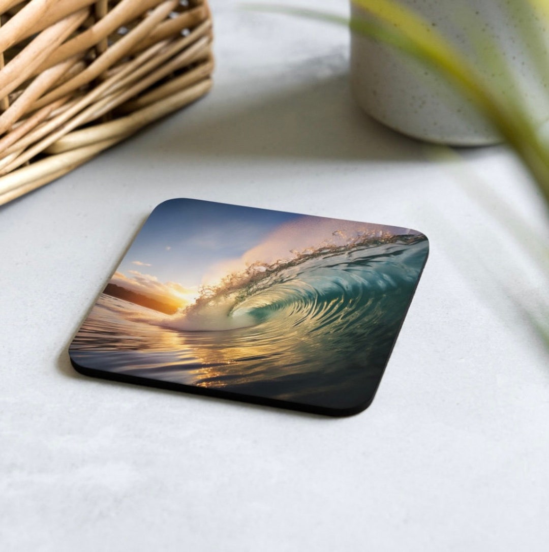 Ocean Art Cork-back Coaster, Waves, Outdoor - Etsy