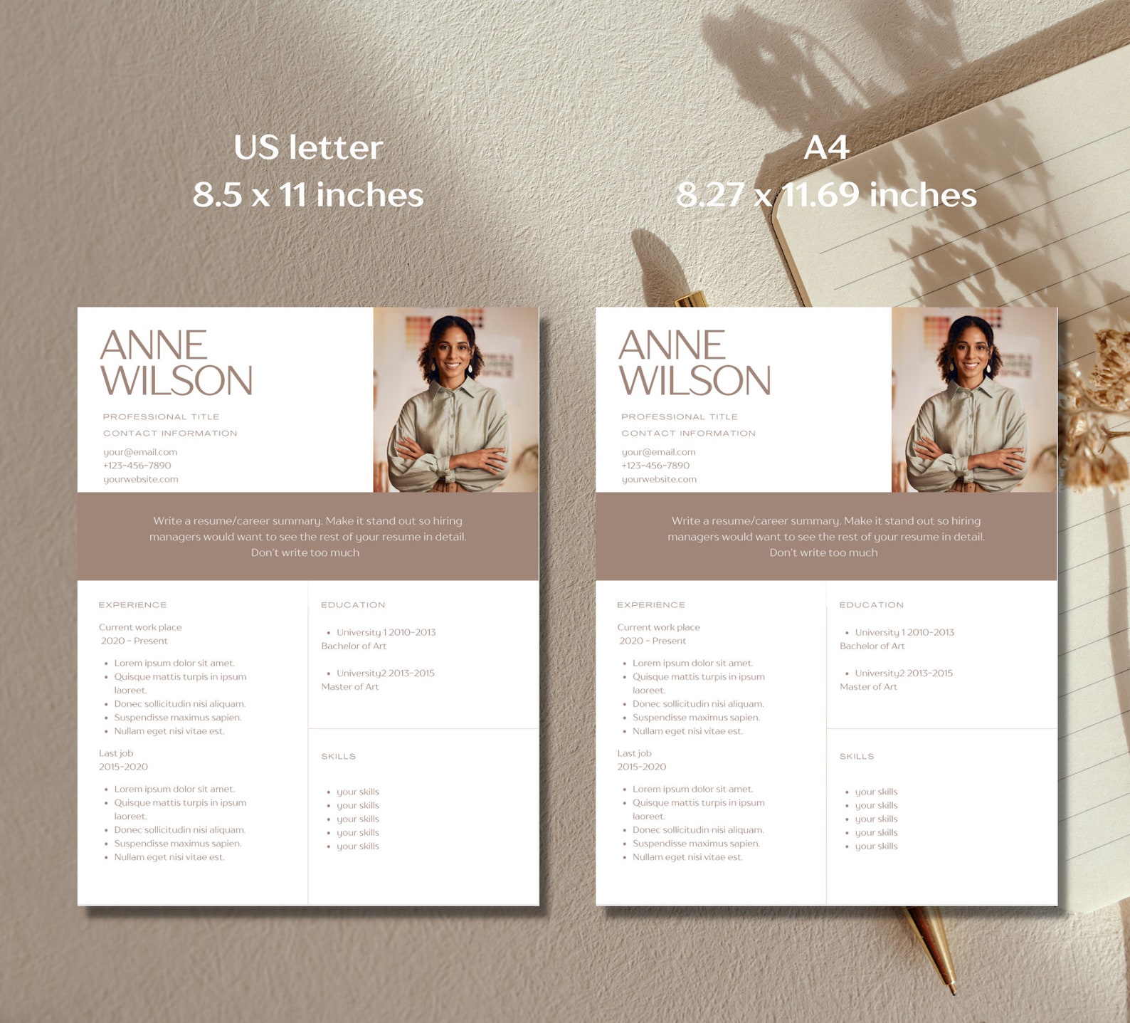 Editable Professional Resume Template, Modern Resume Template With ...