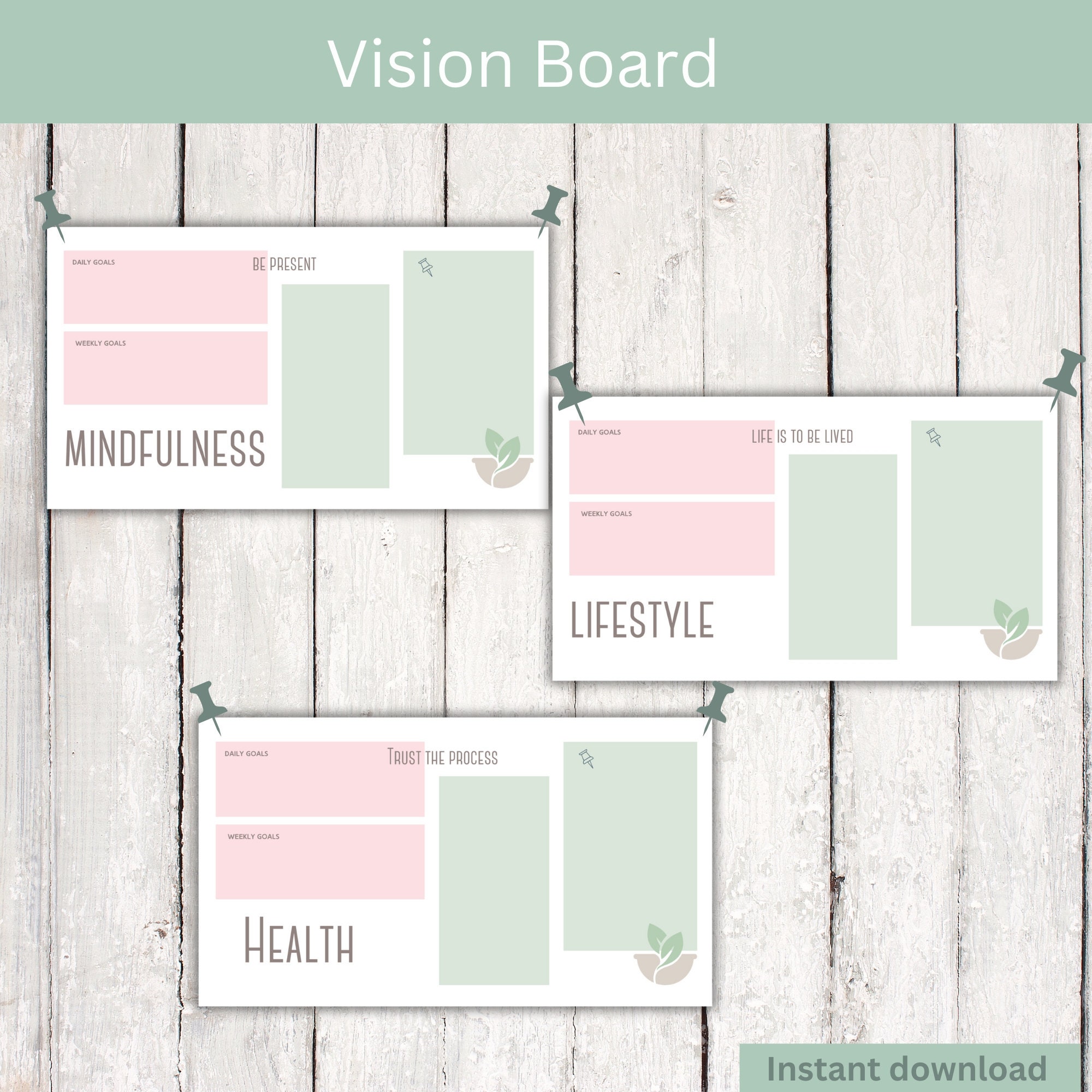 Vision Board Goal Setting Printable - Etsy