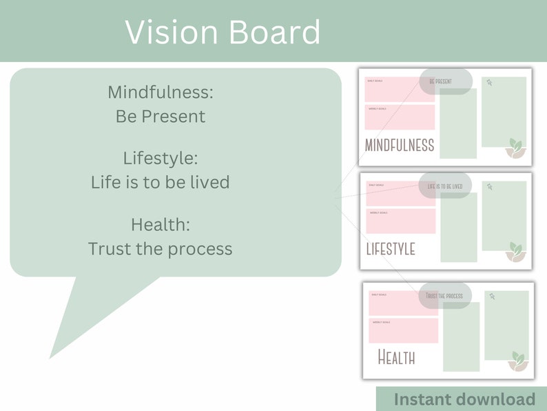 Vision Board Goal Setting Printable - Etsy