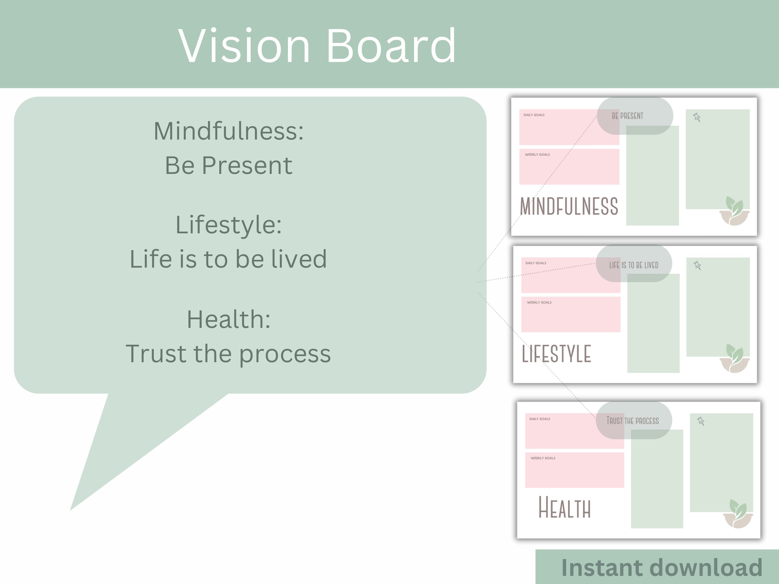 Vision Board Goal Setting Printable - Etsy