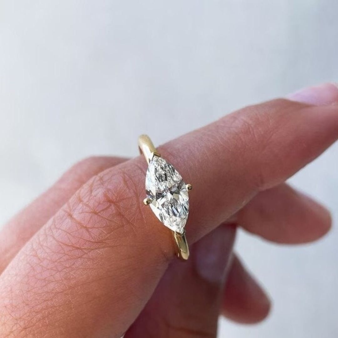 East West Marquise Cut Moissanite Engagement Ring Anniversary Gift ...