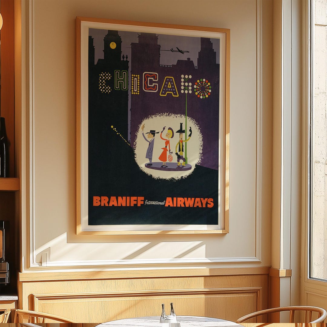 Chicago Travel Poster, Chicago Travel Print, Travel Wall Art, Vintage ...
