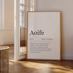 Aoife Poster: Irish Wall Art, Dictionary Definition, Name Meaning ...