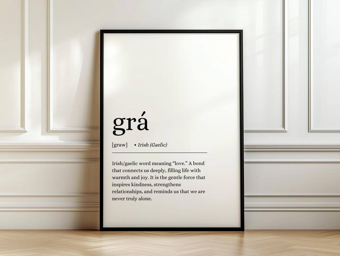 Grá Definition Print: Irish Love Quote, Minimalist Wall Art (digital ...