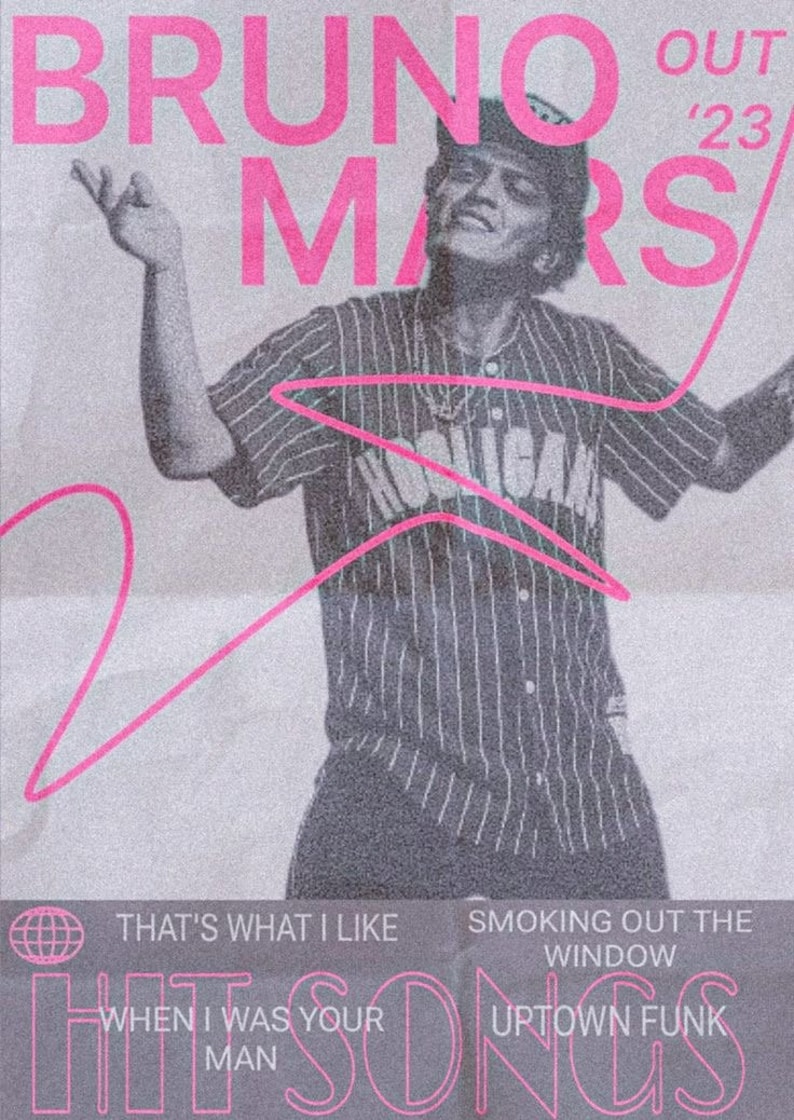 50 Bruno Mars Posters, Bruno Mars Digital Download, Vintage Digital ...