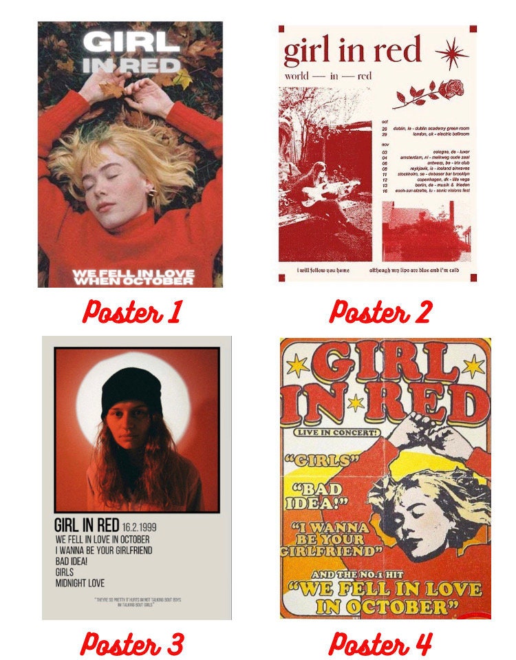 Girl in Red Aesthetic Poster, Vintage Album Cover Poster, LGBTQ Poster ...