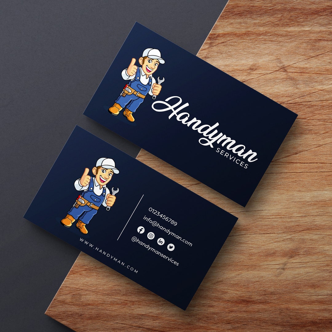 Custom Handyman Service Business Cards Editable With Adobe Illustrator ...