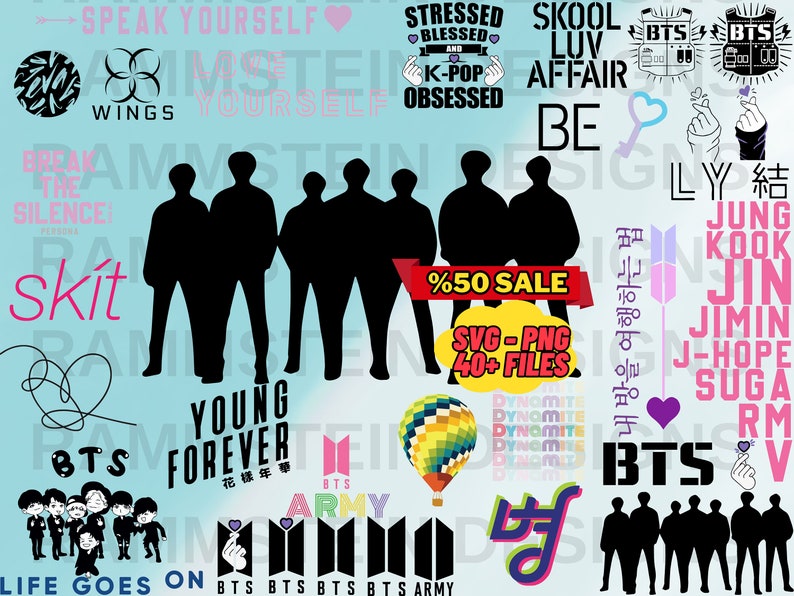 BTS Svg Bundle, Bts Png, Kpop Svg Files for Cricut, Bts Clipart ...