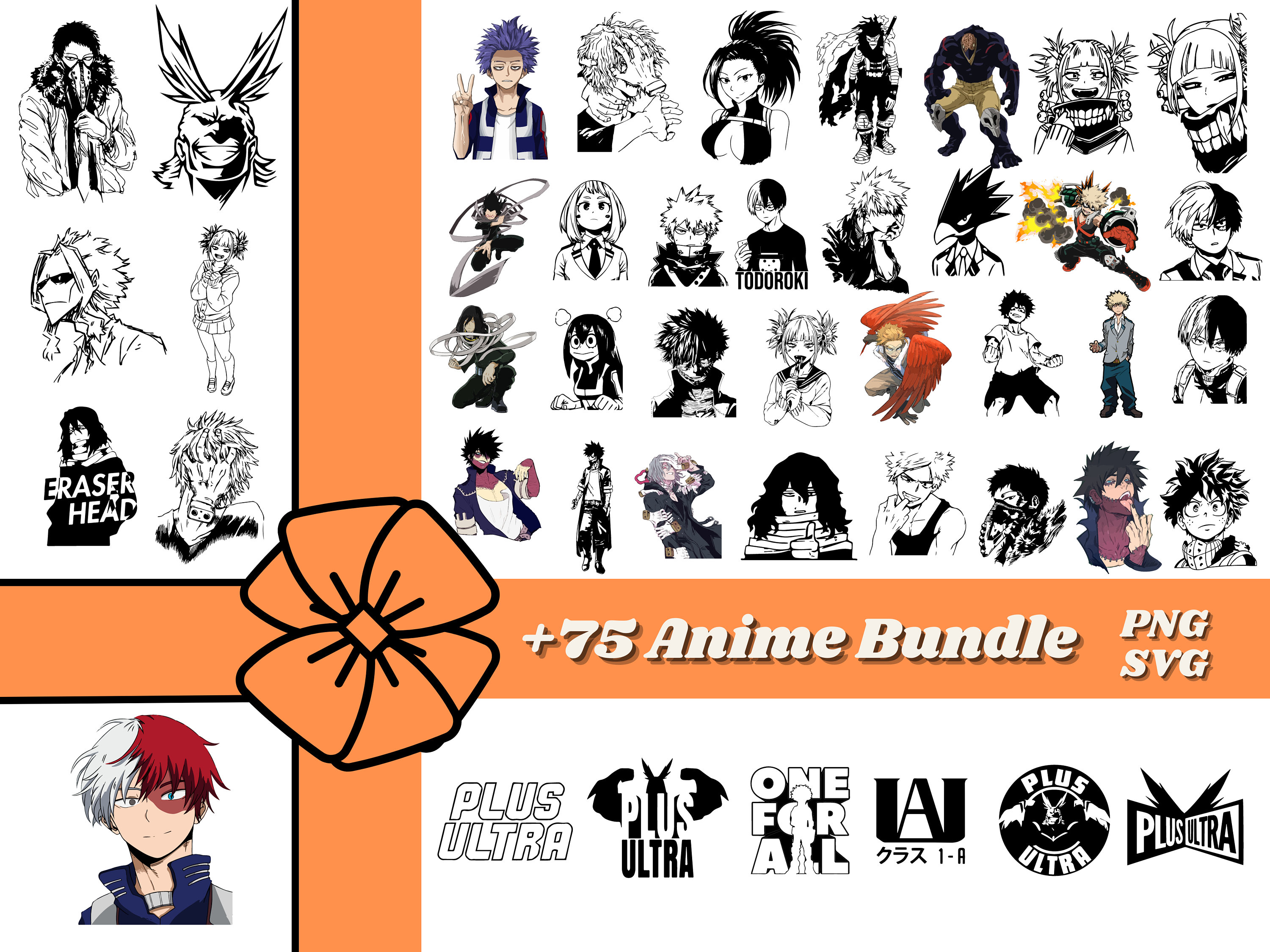 75 Anime Bundle SVG , Japanese SVG , Anime Silhouette, Anime Character ...